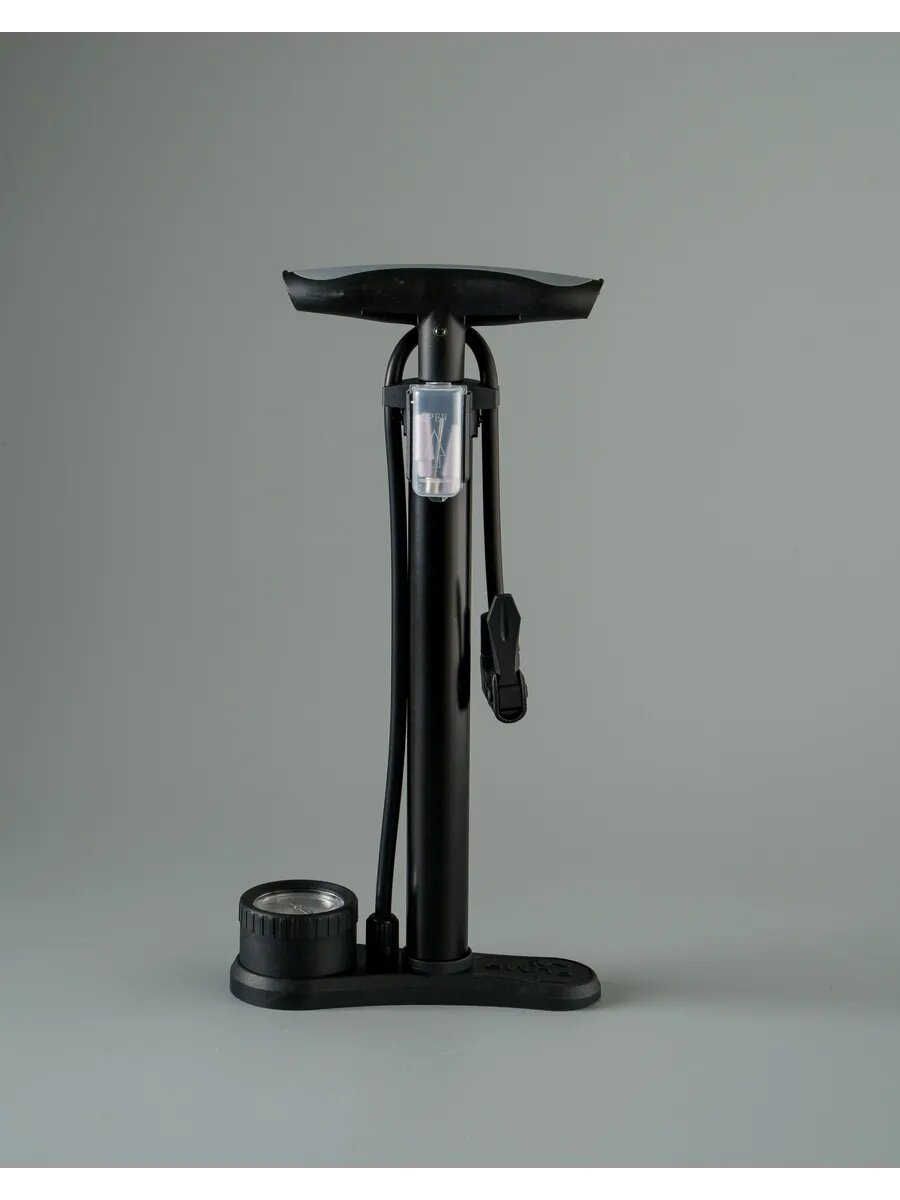 Насос напольный с манометром, авто/вело ниппель, цвет чёрный