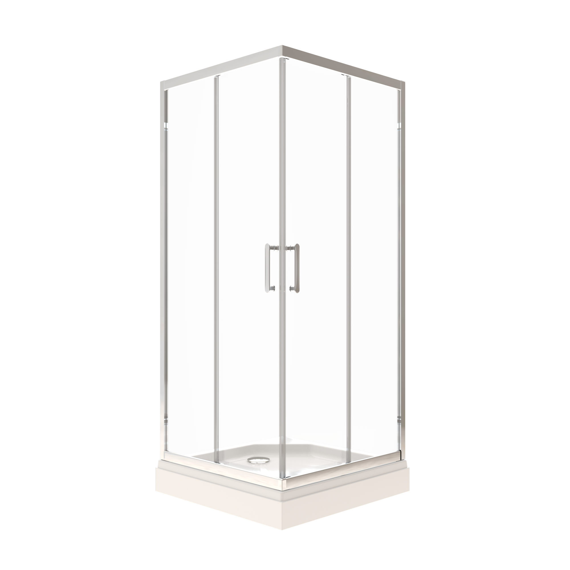 Душевое Ограждение Фикс-Хром, 90х90, квадрат, низкий поддон, дверь раздвижная, профиль-хром (3 места+сифон D90мм)