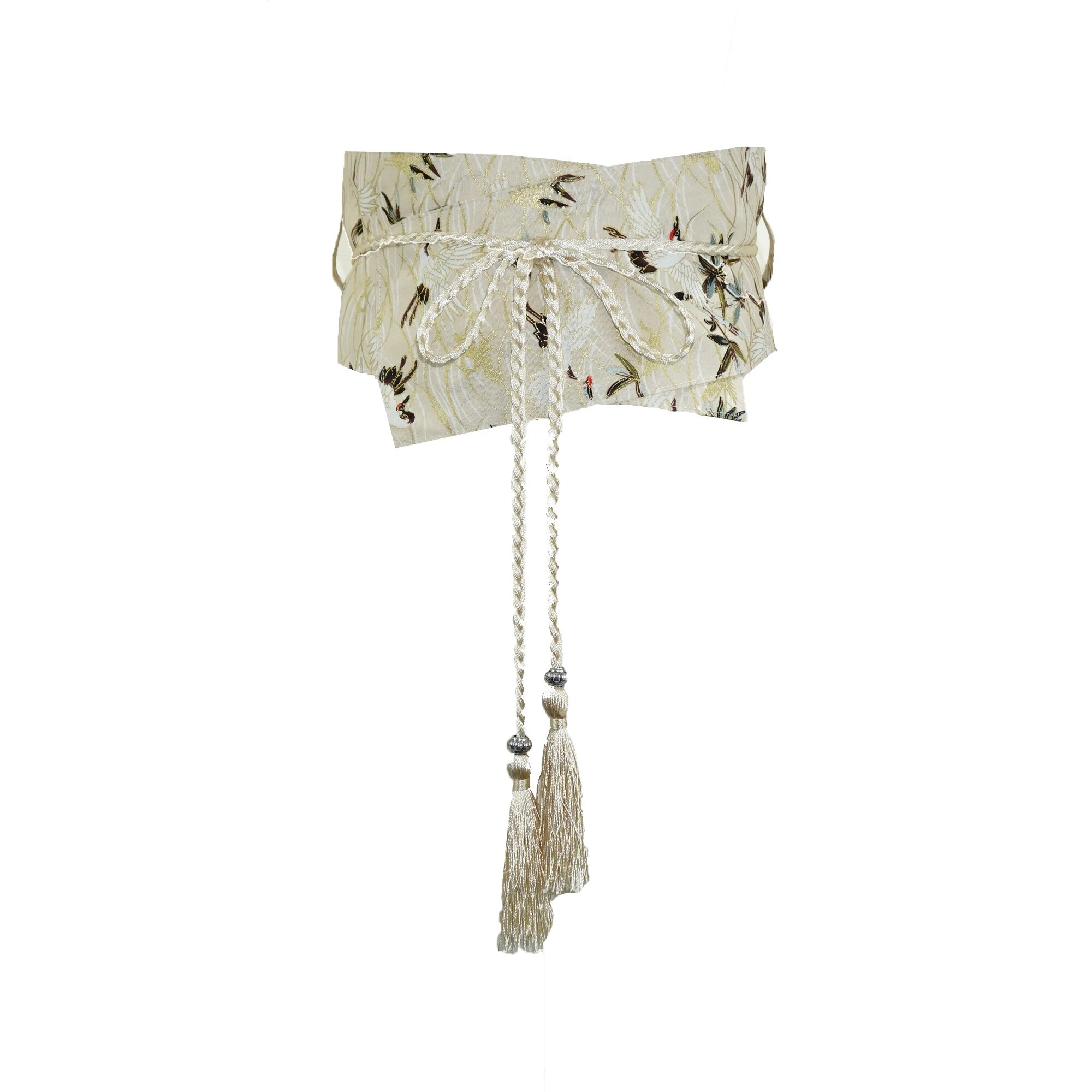 Женское кимоно Vzofien из хлопка с принтом журавлей Бежевый, as picture