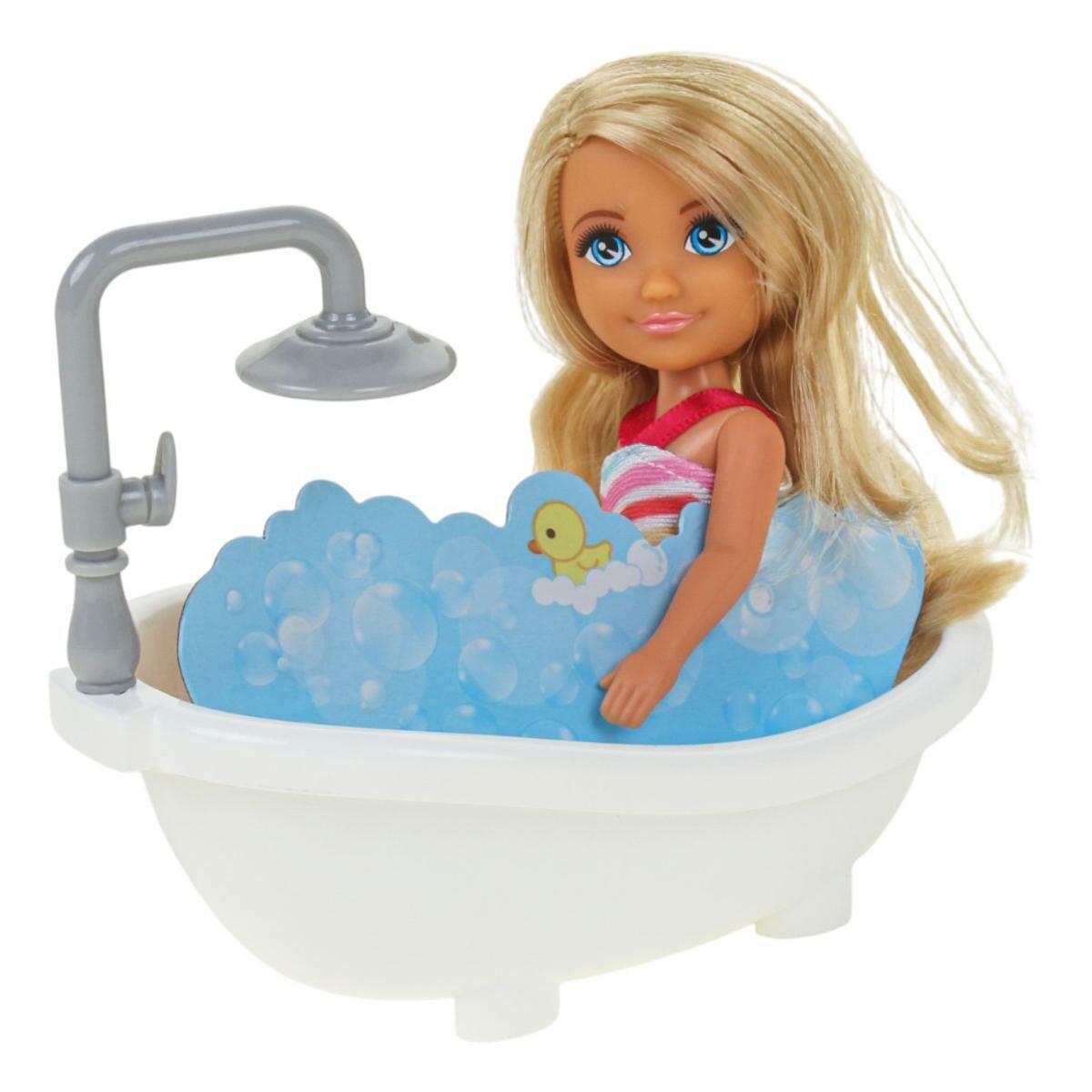 Кукла классическая с аксессуарами для купания "Ankiki", 17,5 см, ванна, душ, фен, расческа, зеркало