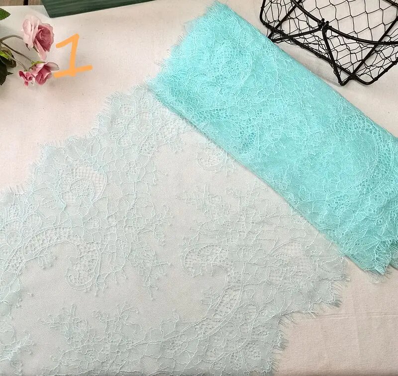 Французское кружево Шантильи 33см Бирюзовый, 1