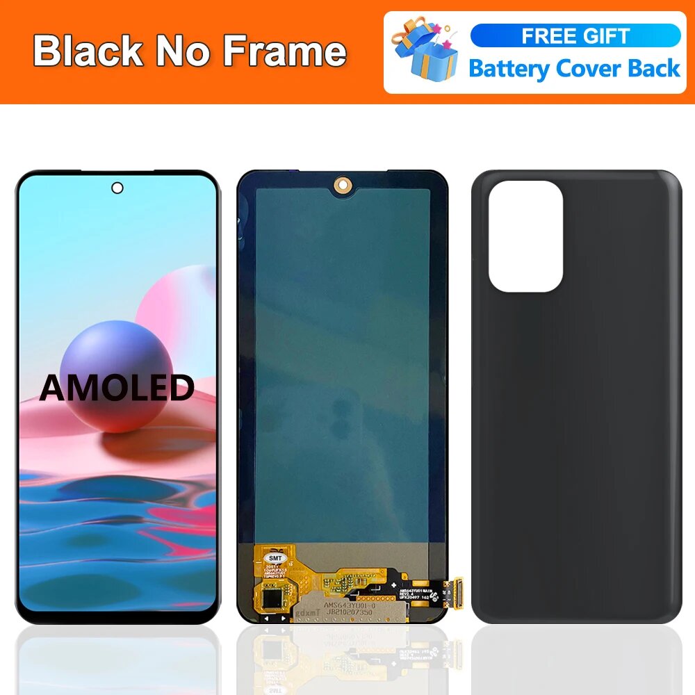 AMOLED-экран для Xiaomi Redmi Note 10 M2101K7AI, ЖК-дисплей Redmi Note 10S, дигитайзер сенсорного экрана в сборе M2101K7BG