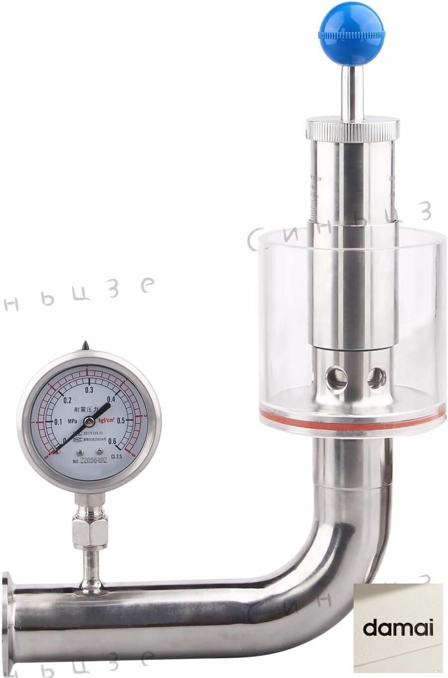 Шпунт-аппарат с манометром (левый), до 2,2 бар под Clamp DN32 нерж.