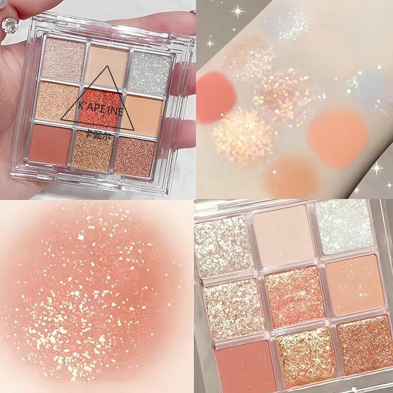 Прозрачная палитра теней для век из 9 сеток с блестящим кристаллом