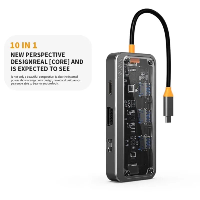 Многофункциональный USB-концентратор 10-в-1 / Усб Разветвитель для ноутбука — фото 1