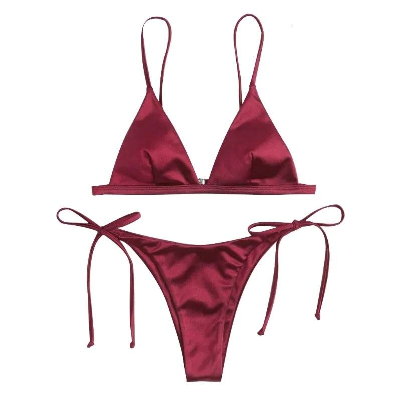 Металлический бикини-комплект, Кларет - M