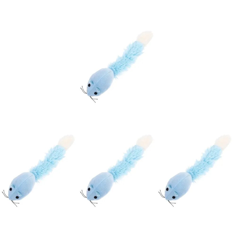 Комплект из 4 мягких плюшевых игрушек мышек для кошек для домашнего использования