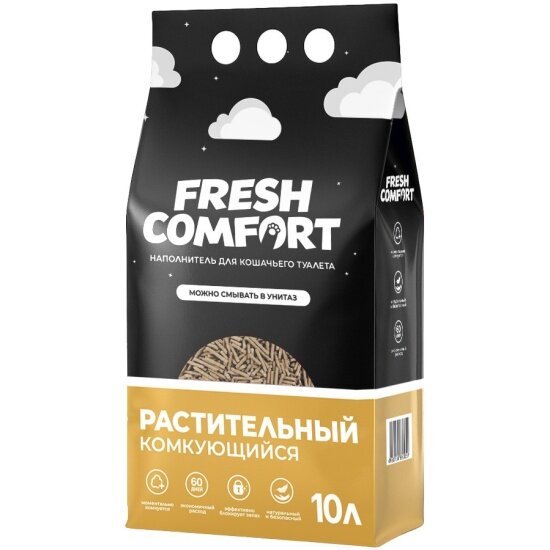 Наполнитель для кошачьих туалетов Fresh Comfort комкующийся, растительный, 10 л (3,8 кг)