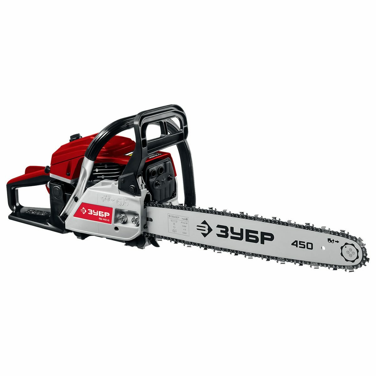 Бензопила ЗУБР ПБЦ-М49-45, 2100 Вт, 11000 об/мин, объем двигателя 49 см3, 2,9 л. с. (ПБЦ-М49-45)