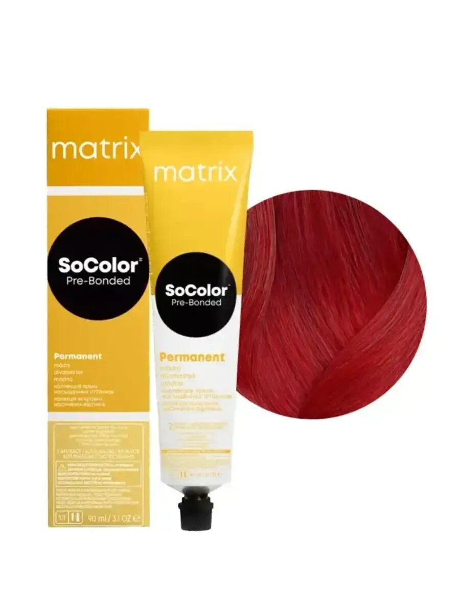 Краска для волос Matrix Coloring Hair SoColor Pre-Bonded, Перманентная краска для волос с бондером, 7RR+ (7.55+)