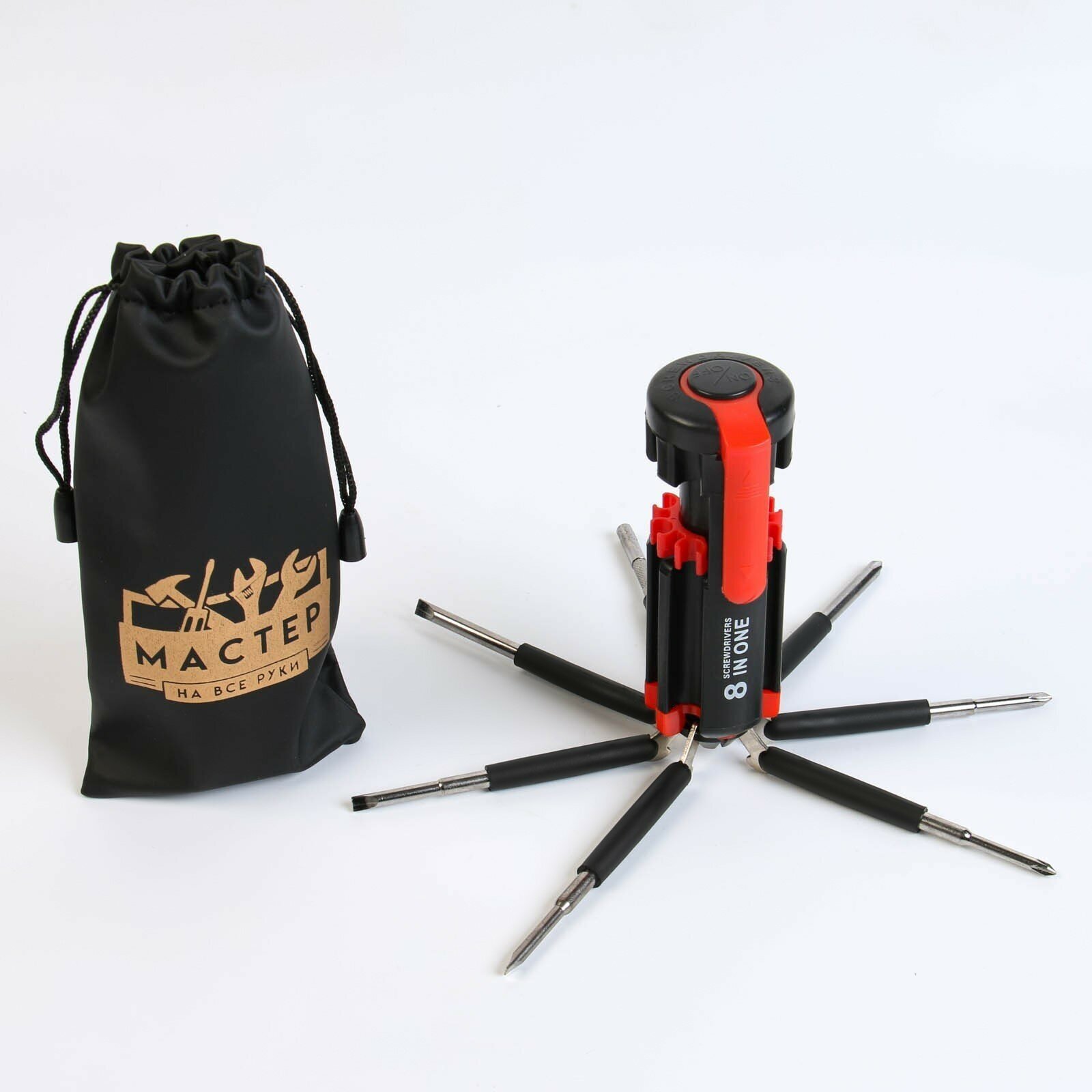 Фонарь многофункциональный, мультитул 8 в 1 «Мастер на все руки», 6LED, 7 отвёрток, 4×10 см
