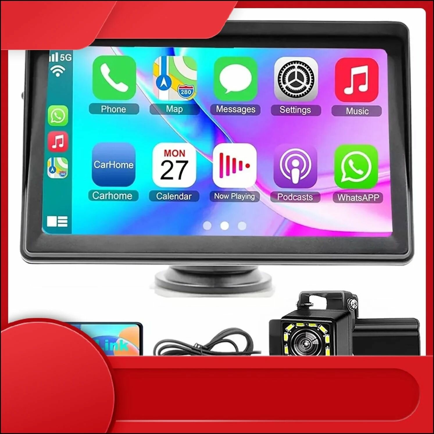 Автомобильный медиаплеер премиумкласса с 7дюймовым IPSэкраном 1080P, поддерживающий беспроводные интерфейсы Apple CarPlay и Android Auto, а также соединение по Bluetooth