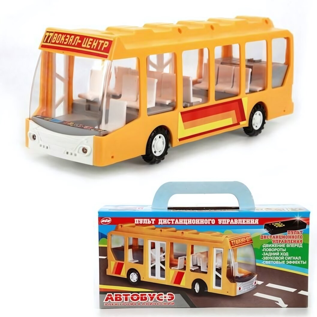 Игрушка автобус-Э с дистанционным управлением, световыми эффектами, 77 маршрут