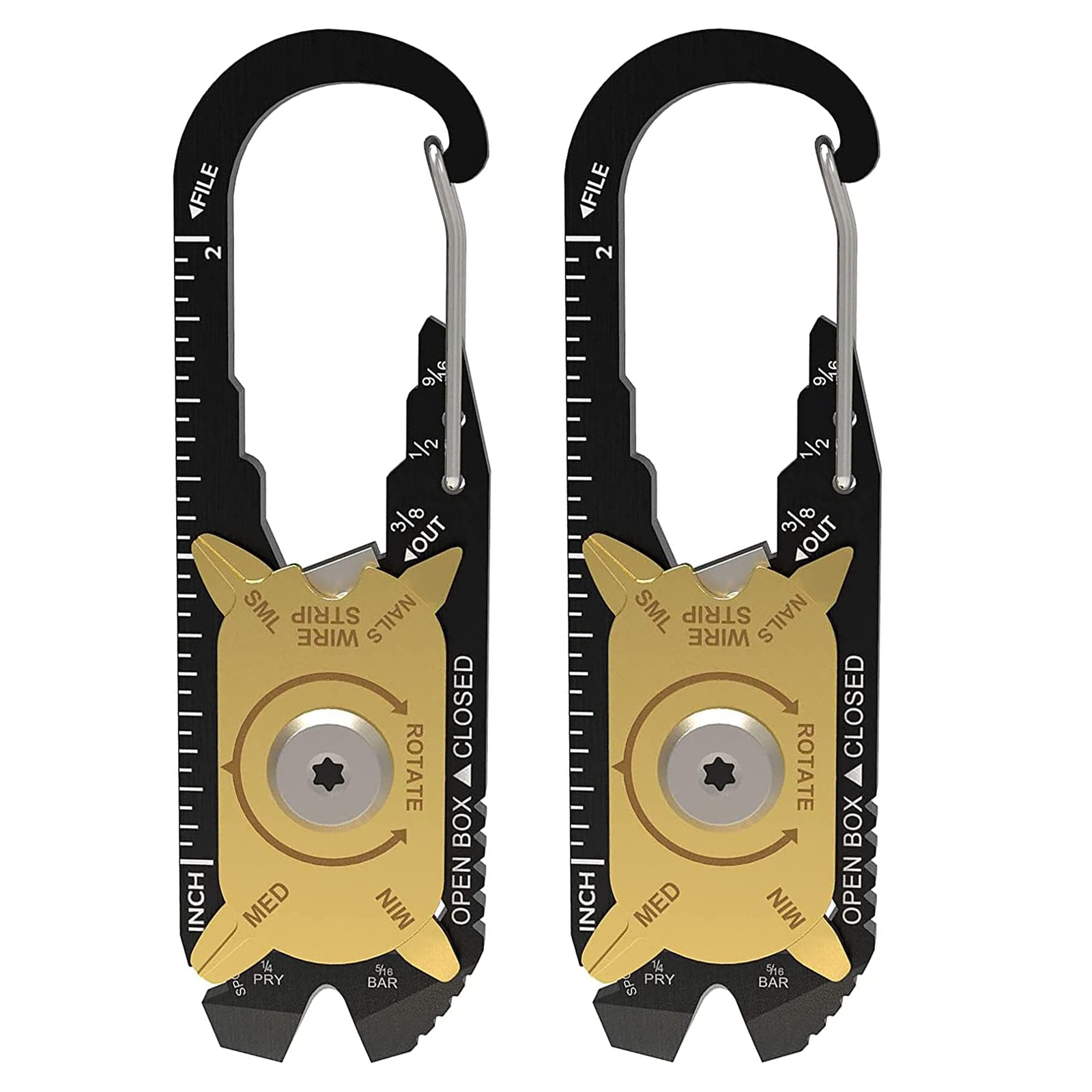 2 Pack 20-in-1 Мультиинструмент Карабин Клips Ключница, EDC Кард Инструмент с Открывателем Бутылок, Шуруповертом, Гексовым Ключом, Проволочным Палочкой Тактическое Аварийное Выживание Оборудование для Горных Походов Туризма Путешествий Приключений