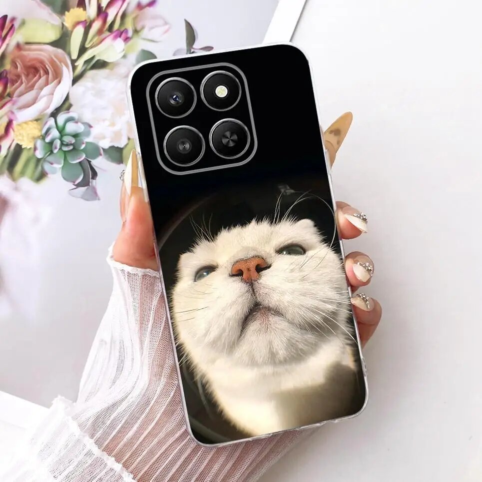 Мягкий прозрачный силиконовый чехол для Honor X7D X7 X7a X7B, чехол для телефона HonorX7D, задняя крышка, рисунок мультяшного кота, дракона, цветка, бабочки