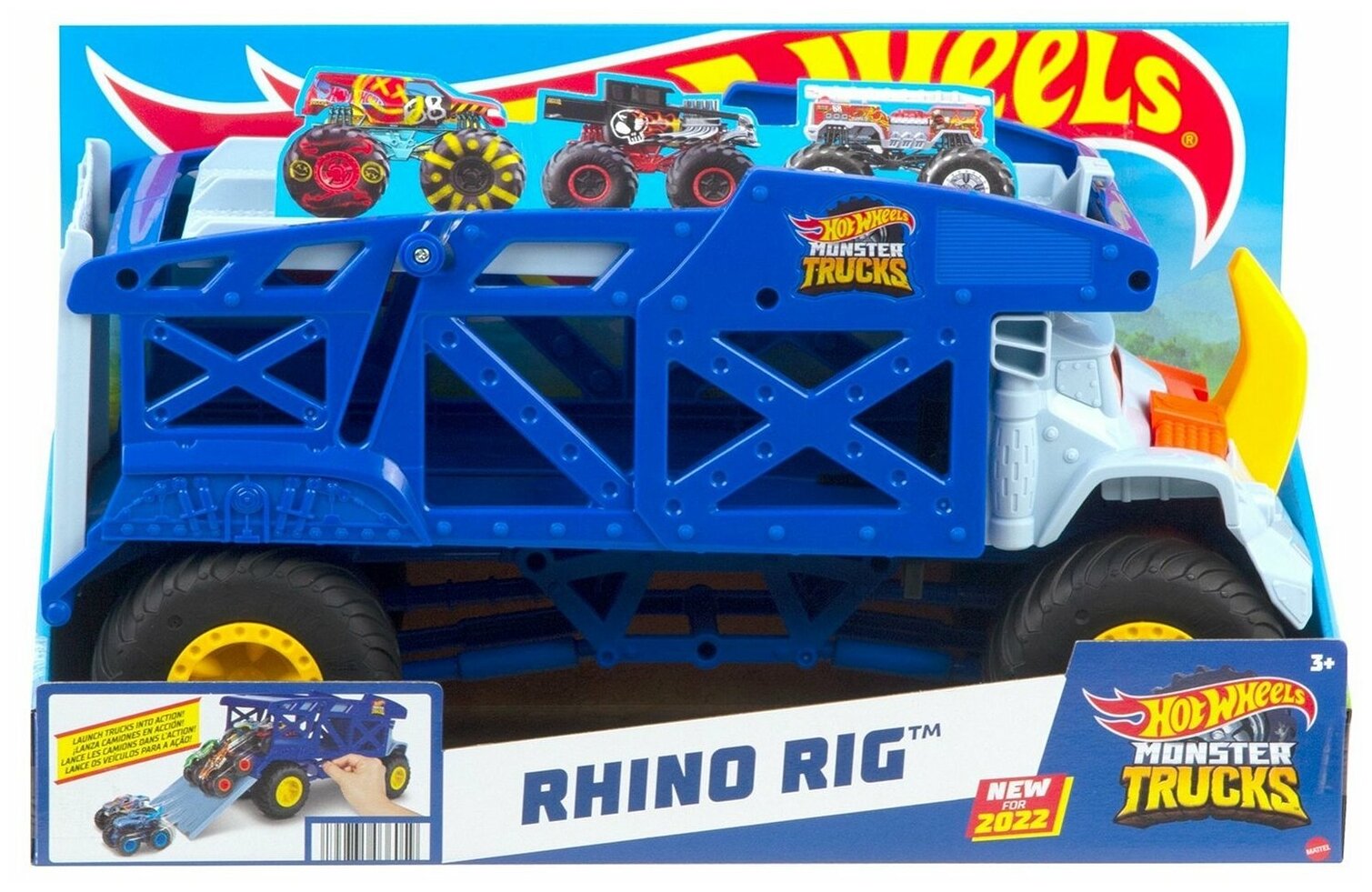 Игровой набор Hot Wheels "Монстр-трак: Грузовик-транспортер Рино Риг", арт. HFB13