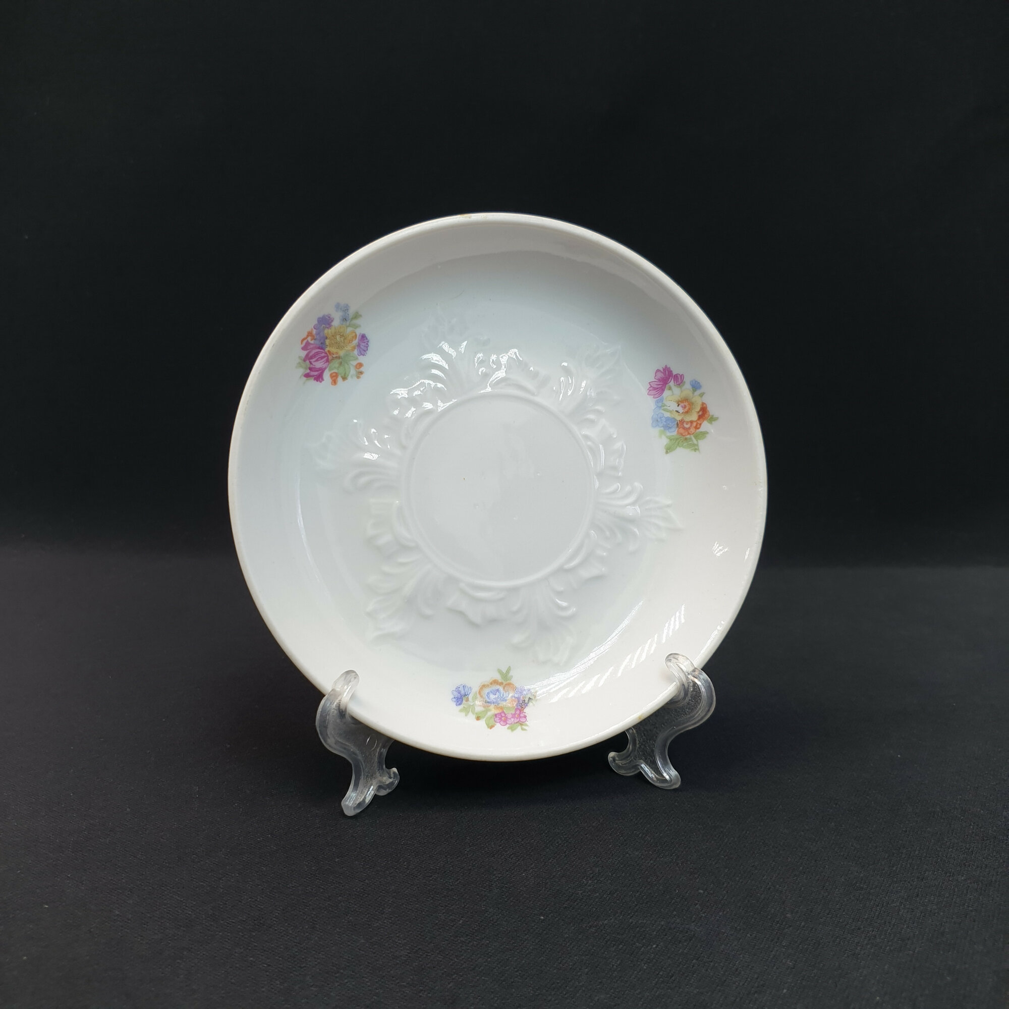 Винтажное блюдце Вербилки фарфор деколь 14 см, СССР