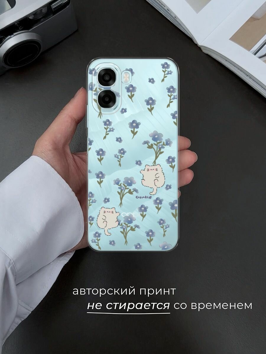 Чехол на Oppo A6x / Оппо A6x с принтом Gentle cats, прозрачный — фото 1