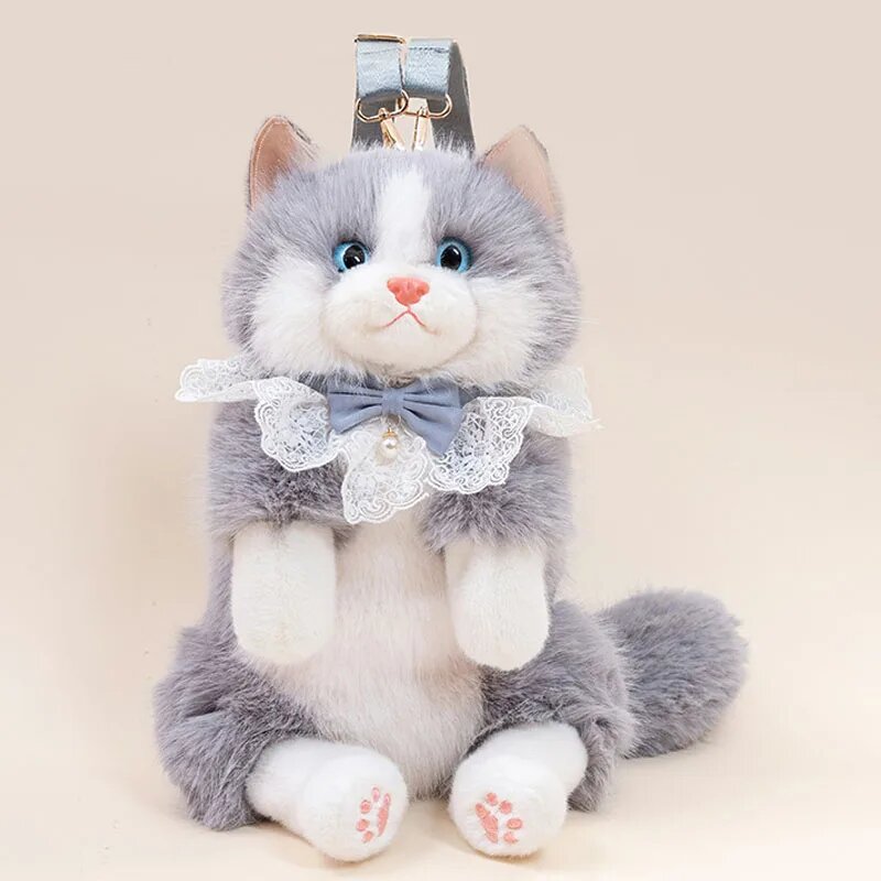 Серый плюшевый рюкзак-котик Ragdoll