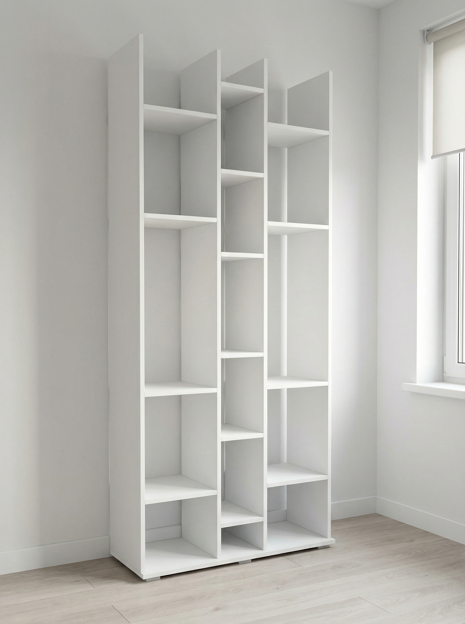 Стеллаж открытый напольный Стим-16, ШхГхВ: 100х35х200 см, белый