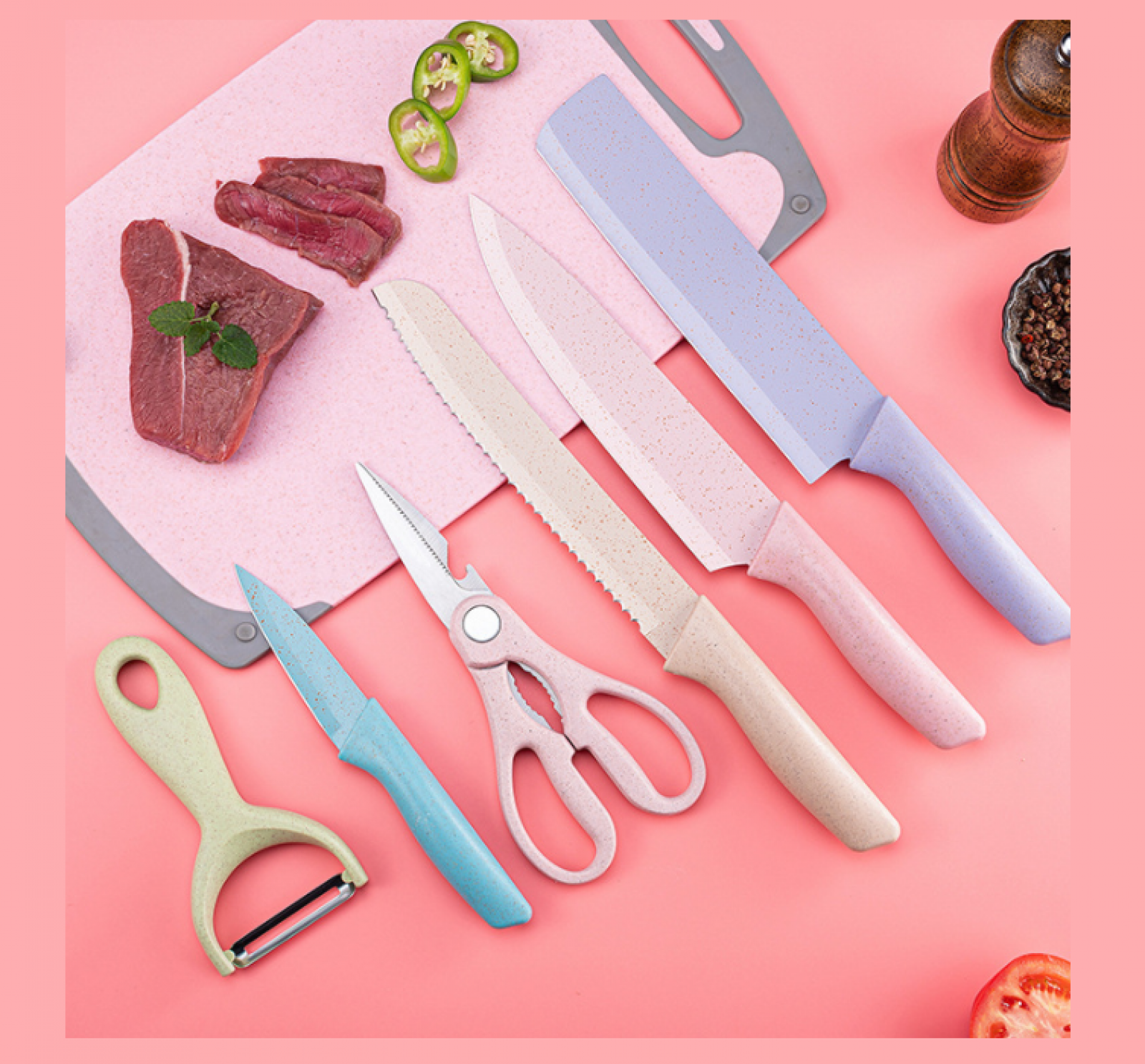 Набор кухонных ножей MyPads A157-028 с керамическим покрытием 7 в 1