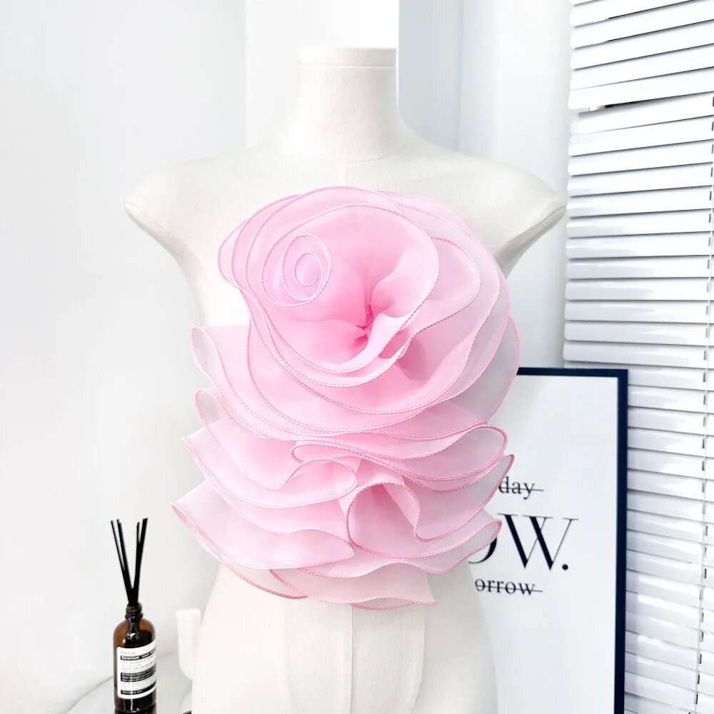 Шифоновая роза 34,5*27 см Розовый, Pink