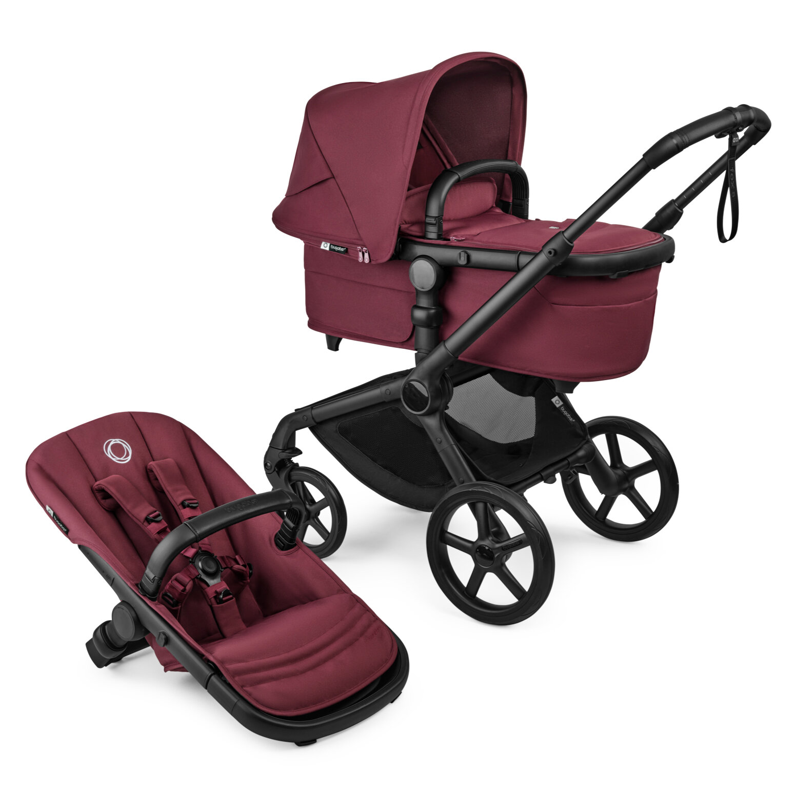 Детская коляска 2в1 Bugaboo Fox 5 Renew, цвет Dark Cherry / Black (Вишнёвый / Чёрная рама)