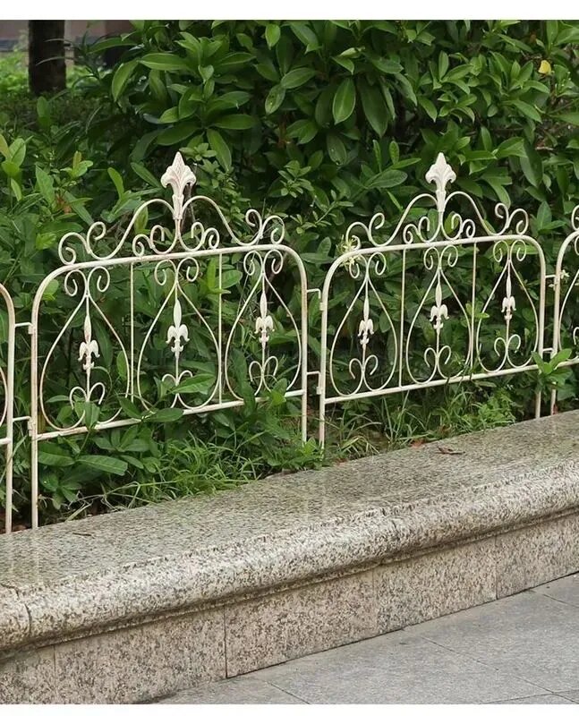 Декоративный кованый бордюр для сада белый 55х60х60см металлический, 4 шт.