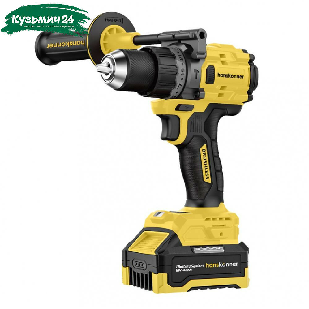 Шуруповерт аккумуляторный Hanskonner HCD2040C, ударный, 18В, 80 Нм, 2 акк. х 4,0Ah+з. у