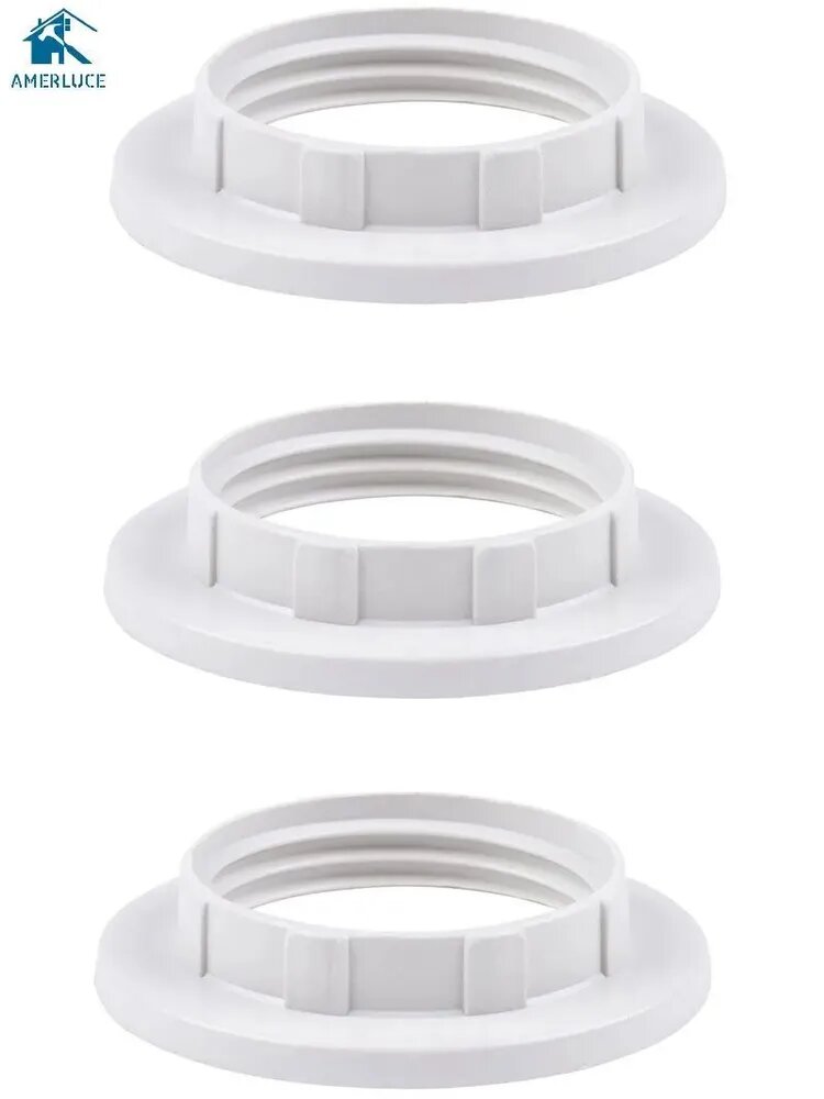 Кольца для резьбовых патронов Е14 из пластика цвет белый комплект 3 штуки