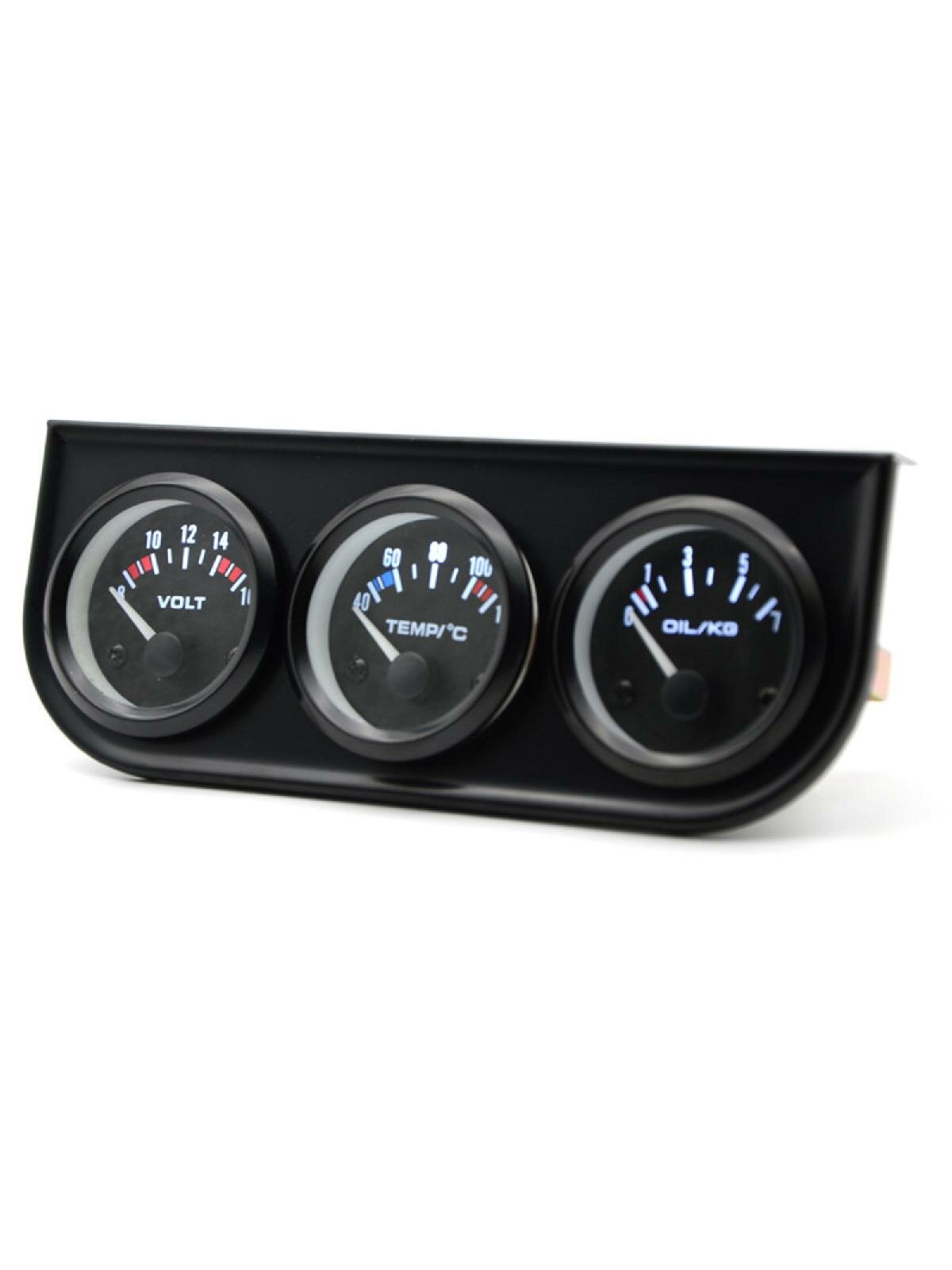 Черный тройной датчик для автомобильной модификации 12 В 24 В, отображающий ключевые данные автомобиля