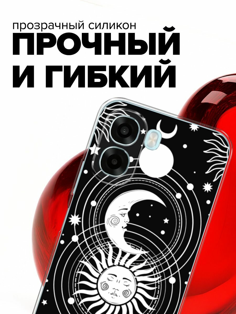 Силиконовый чехол на Oppo A6x / Оппо A6x с принтом Дуэт Солнца и Луны — фото 1