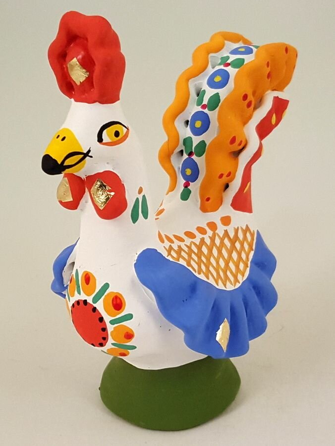 Петушок №5, Дымковская глиняная игрушка, ручная авторская работа