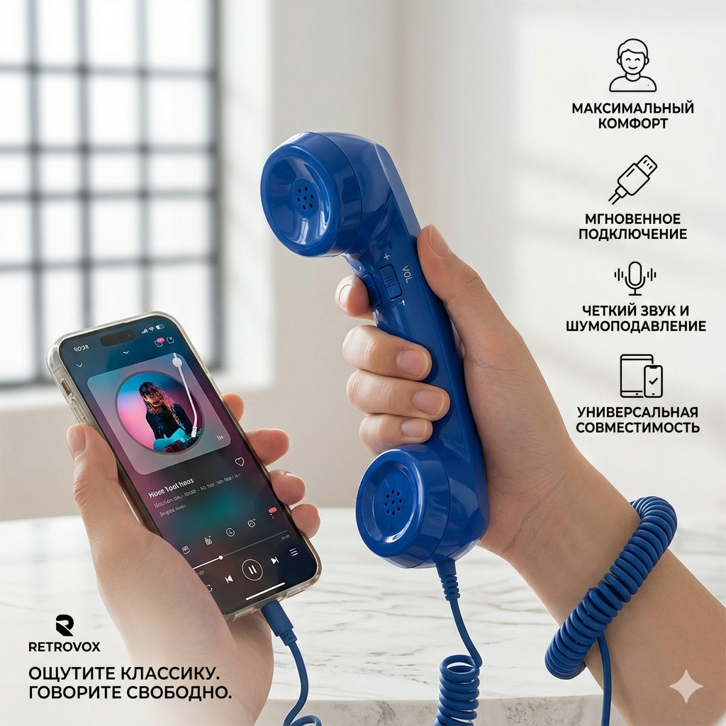 Ретро телефонная трубка Type-C Приемник сотового телефона Микрофон Динамик