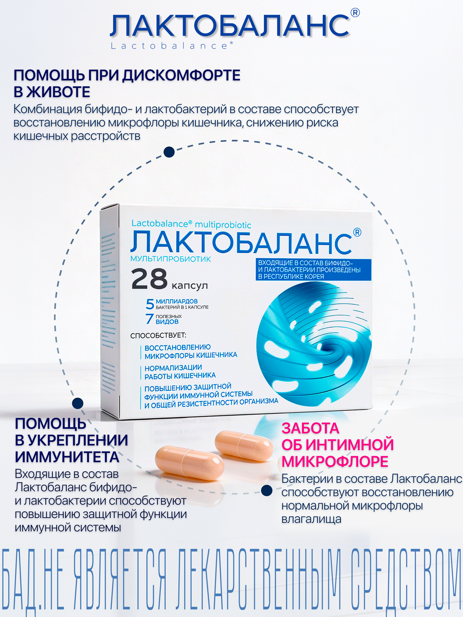 Пробиотик Лактобаланс, 4-е поколение, для кишечника, 28 капсул — фото 1
