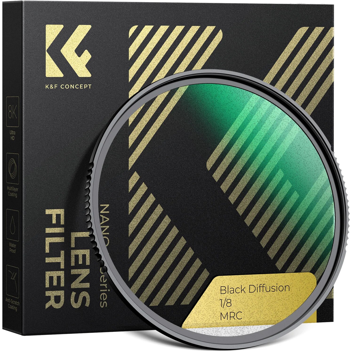 K&F CONCEPT Nona-X 1/4 1/8 Черный туман фильтр для объективов 67mm, 1-8 Black Mist