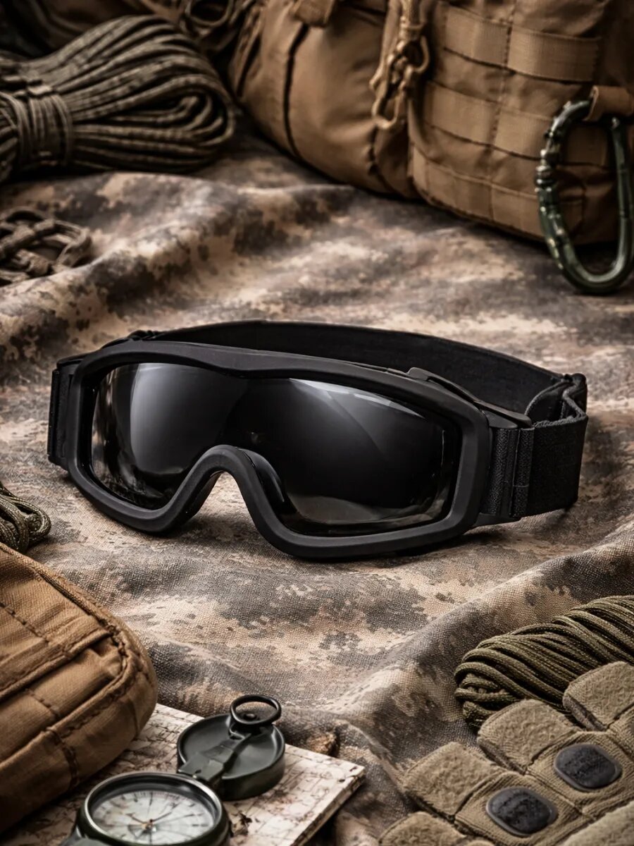 Тактические стрелковые очки спортивные со сменными линзами в чехле