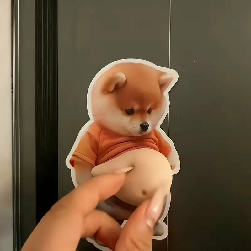 3D Наклейка-Хаски с животиком: Для холодильника, стены, авто! Забавный дизайн, 10 см