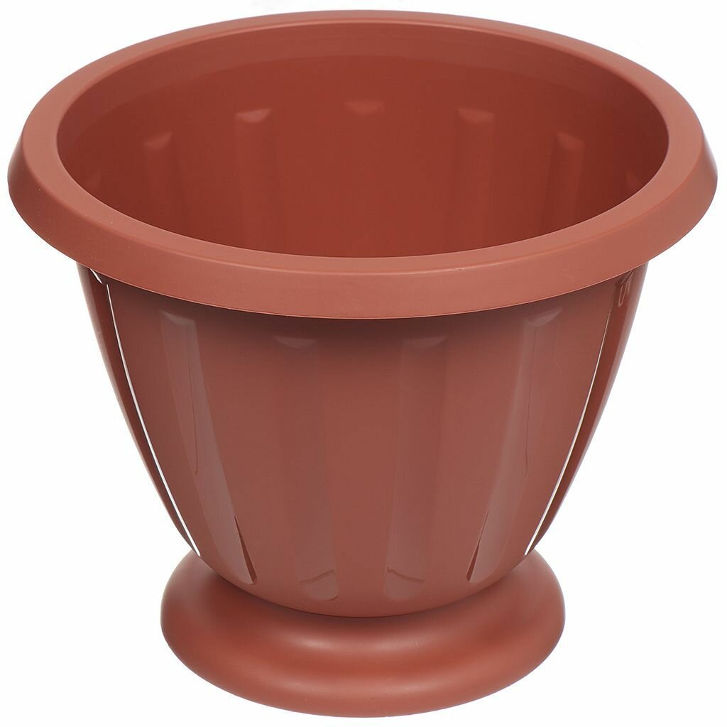 Вазон для цветов Альтернатива Пальмира 10 л, коричневый пластиковый горшок, уличный и домашний, 33х22.5 см, М1563