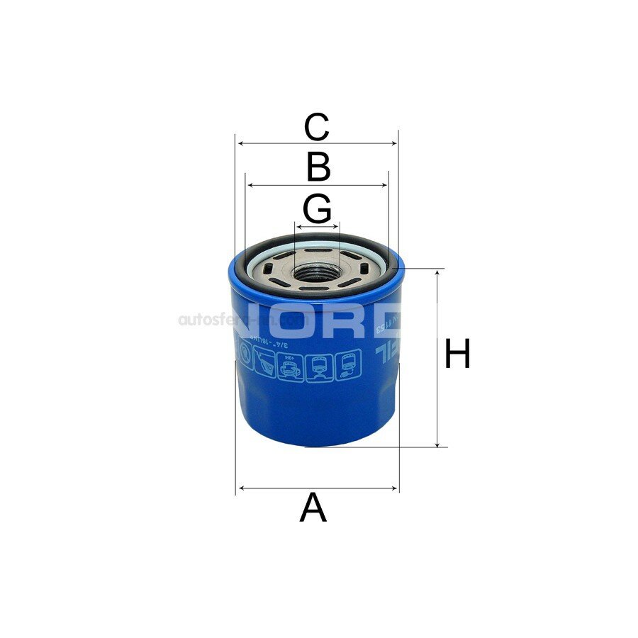 NORDFIL ON1153 Фильтр масляный CHANGAN ALSVIN CHERY QQ 3 CHEVROLET AVEO OPEL AGILA II SUBARU JUSTY I II SUZUK