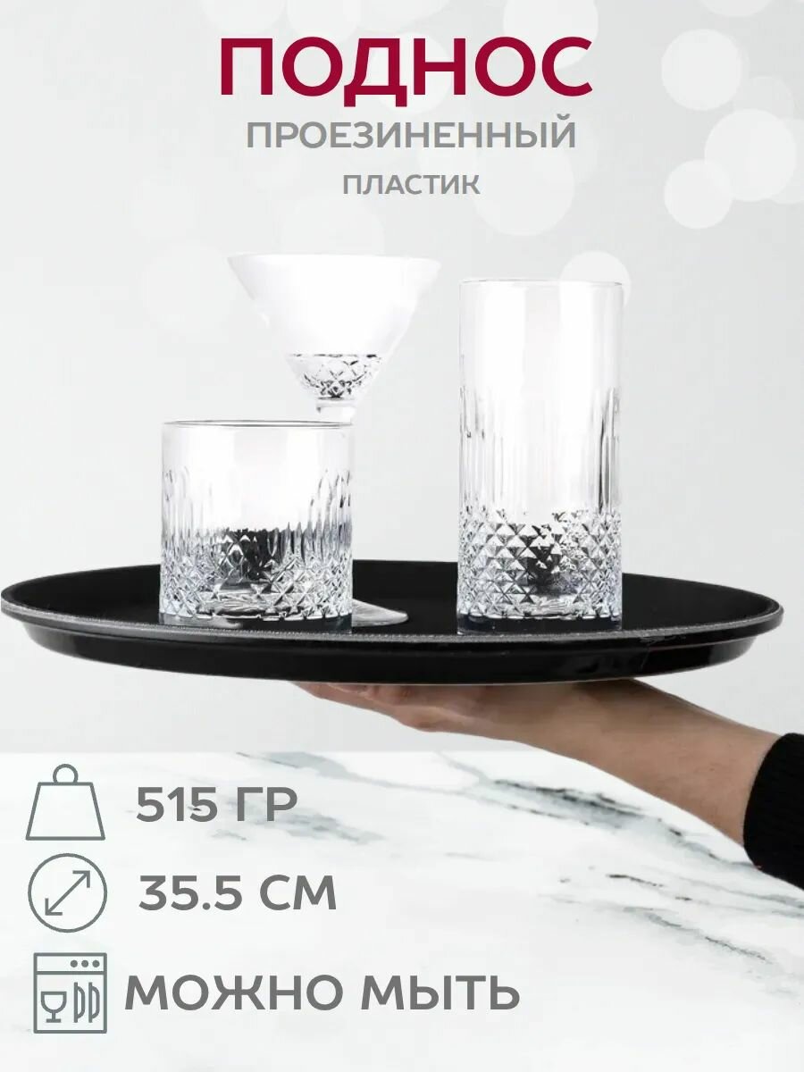 Поднос круглый 35.5 см черный