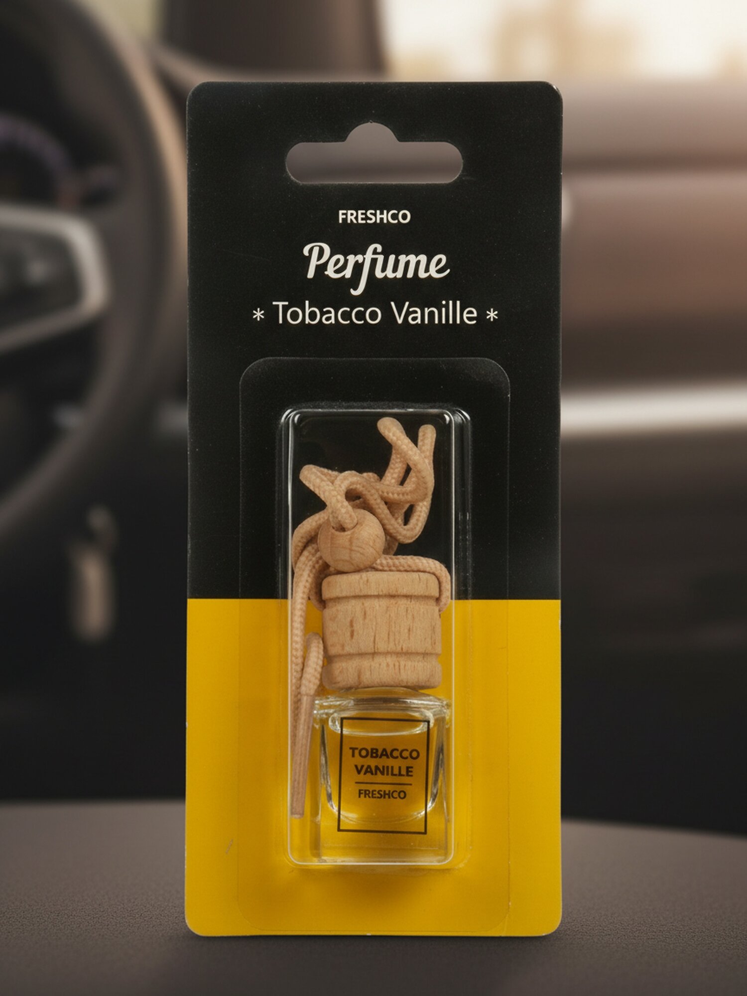 Подвесной ароматизатор в машину Freshco Perfume Tobacco Vanille, бочонок с парфюмом для авто, освежитель воздуха