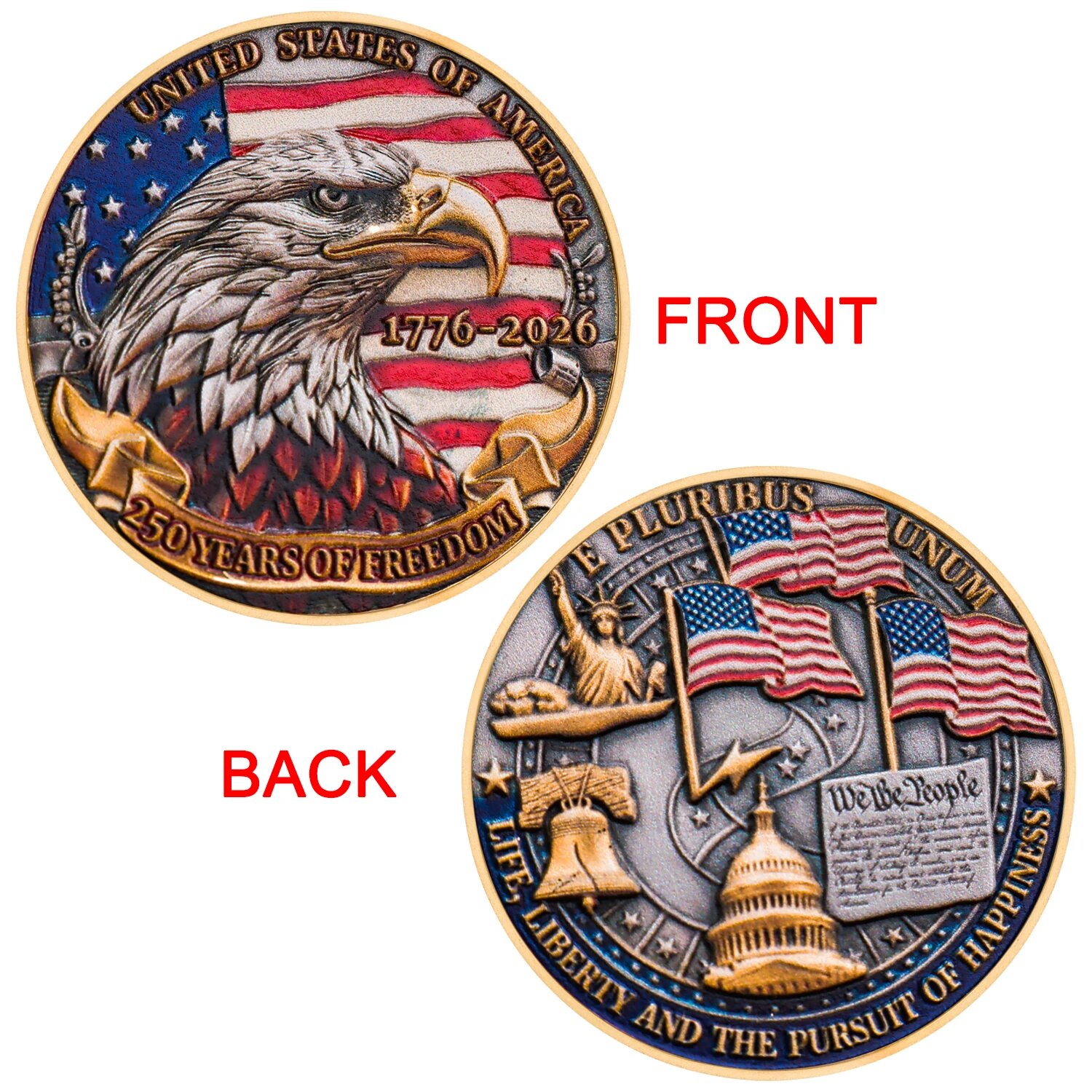 Памятная монета США 250 лет свободы, Статуя Свободы, Цвет: 1pc design 12