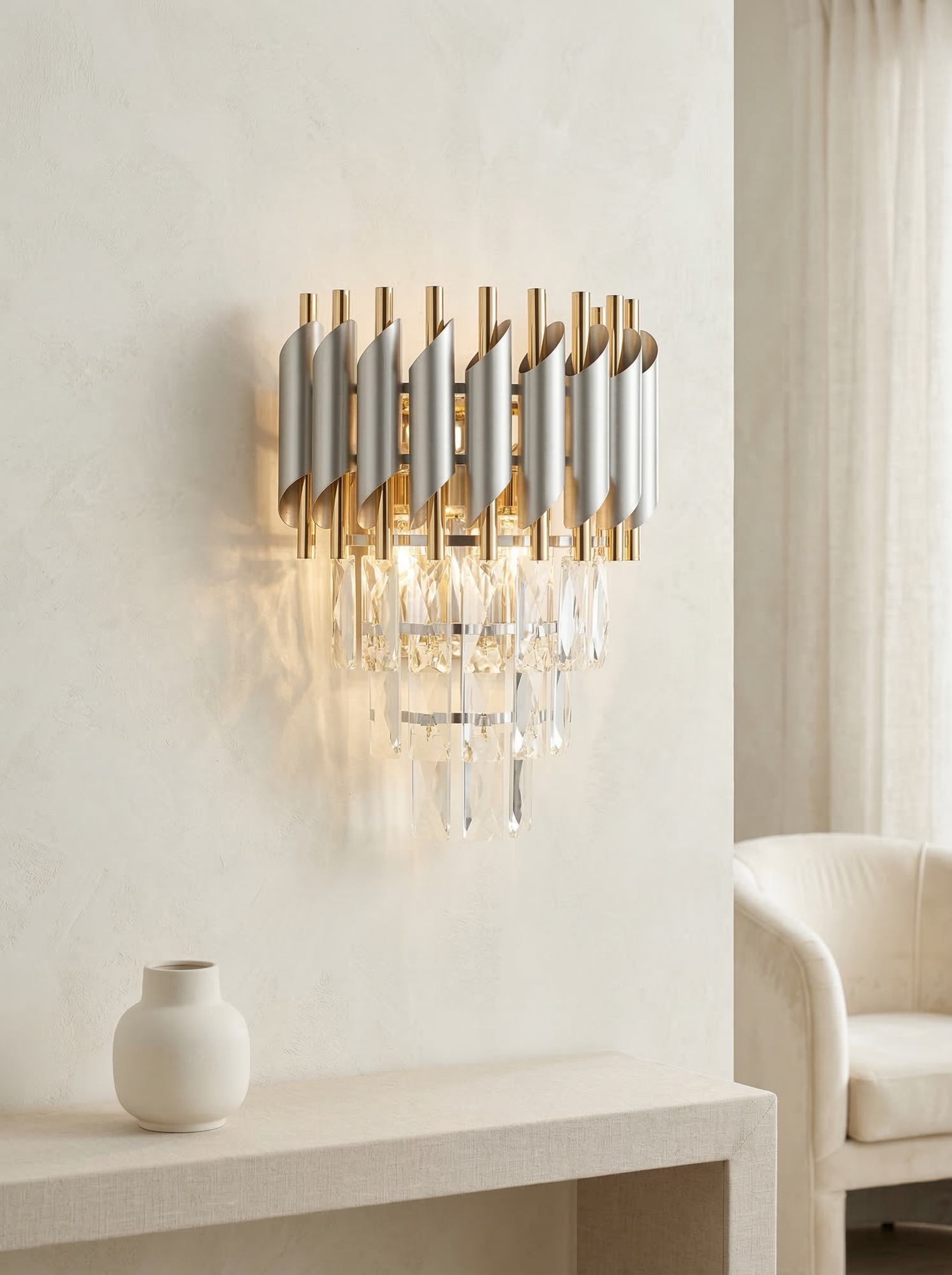 Настенный светильник дизайнерский, бра хрустальная Свет Столицы, цоколь Е14