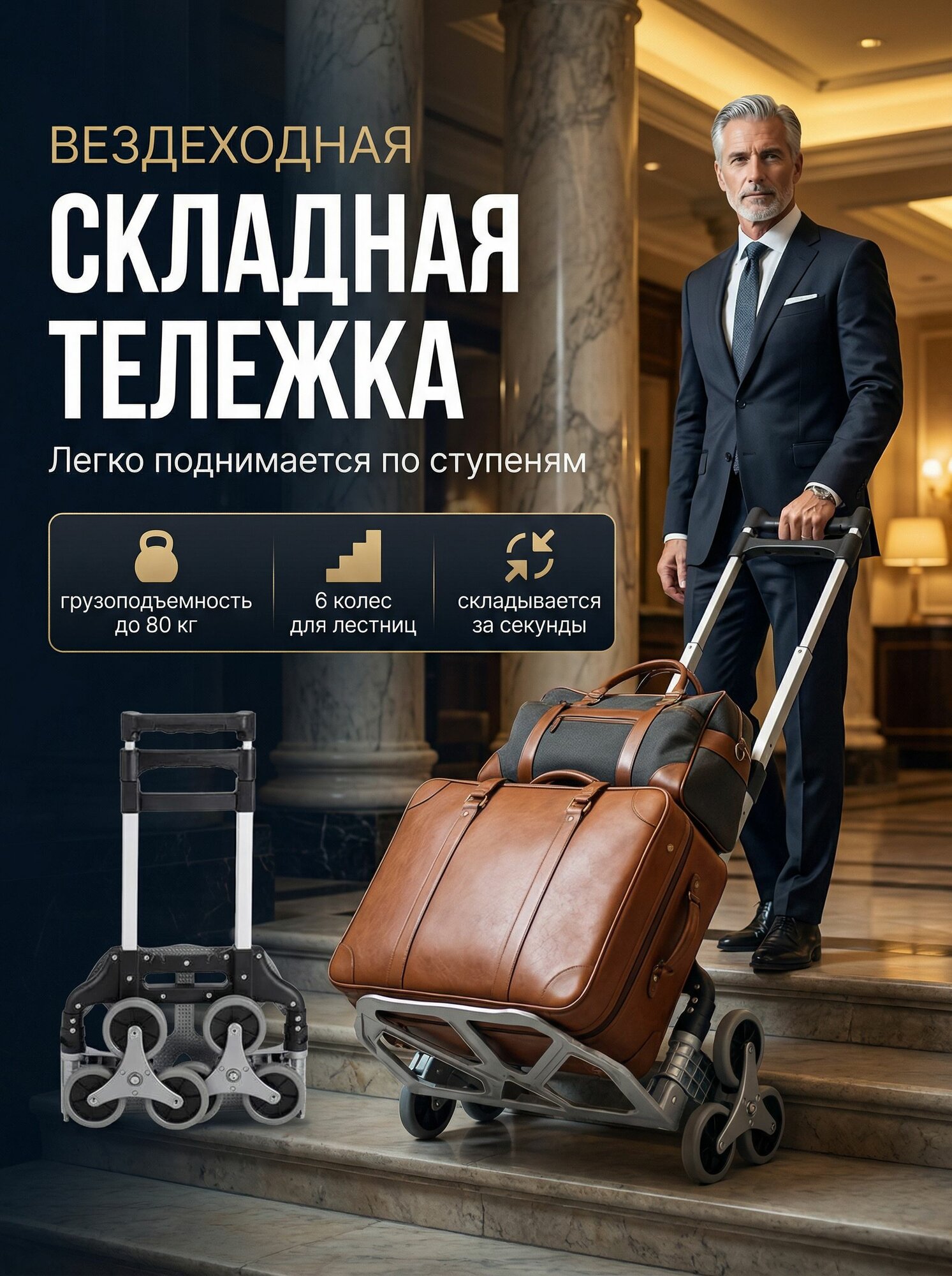 Вездеходная тележка 6 колес