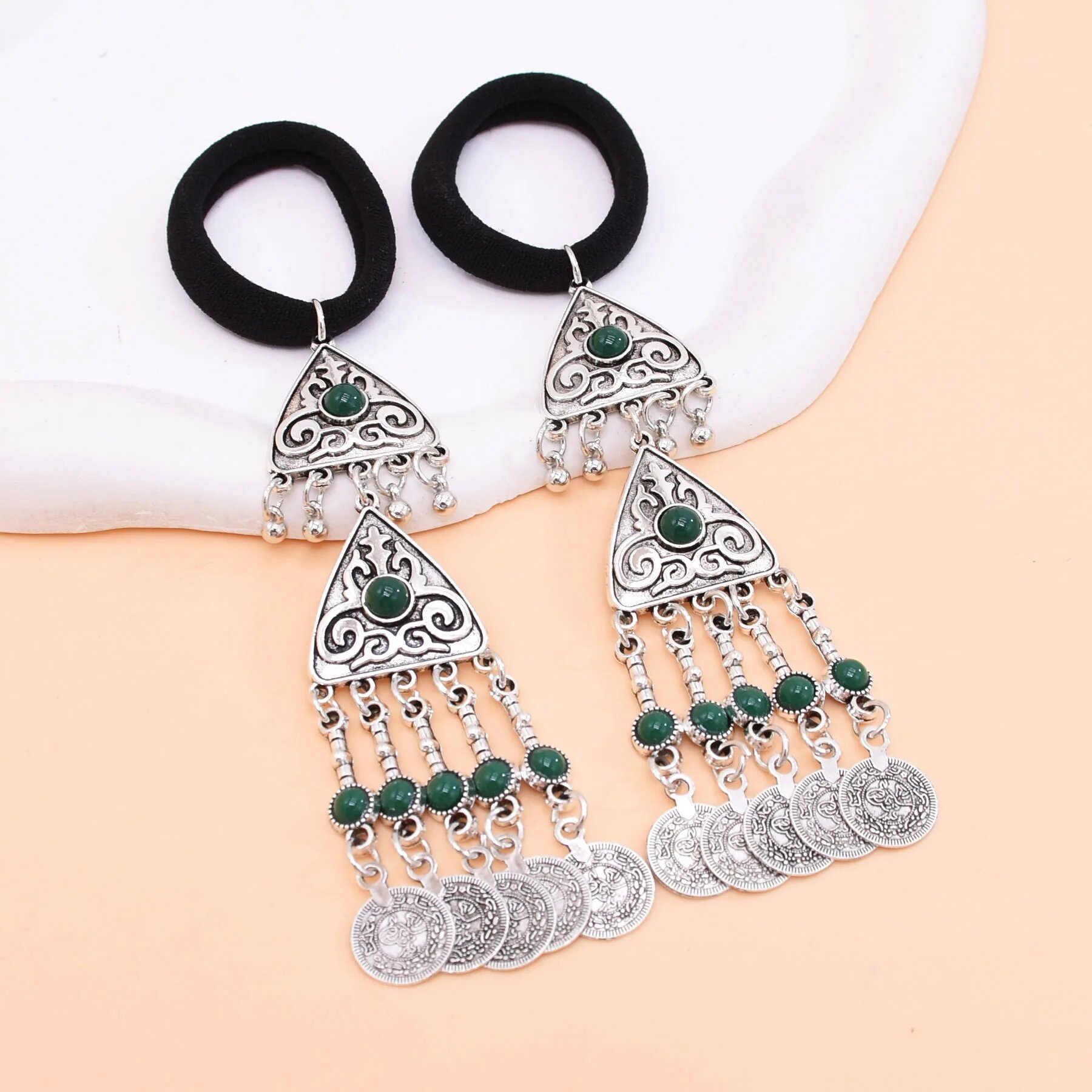 Традиционный казах, тибетские этнические монеты, веревка для приветствия, винтажный треугольный кулон, женская повязка на голову с косичками, аксессуары для волос, ювелирные изделия