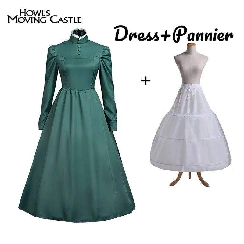 Костюм Софи Хаттори Howl's Moving Castle, L, Green Dress Pannier