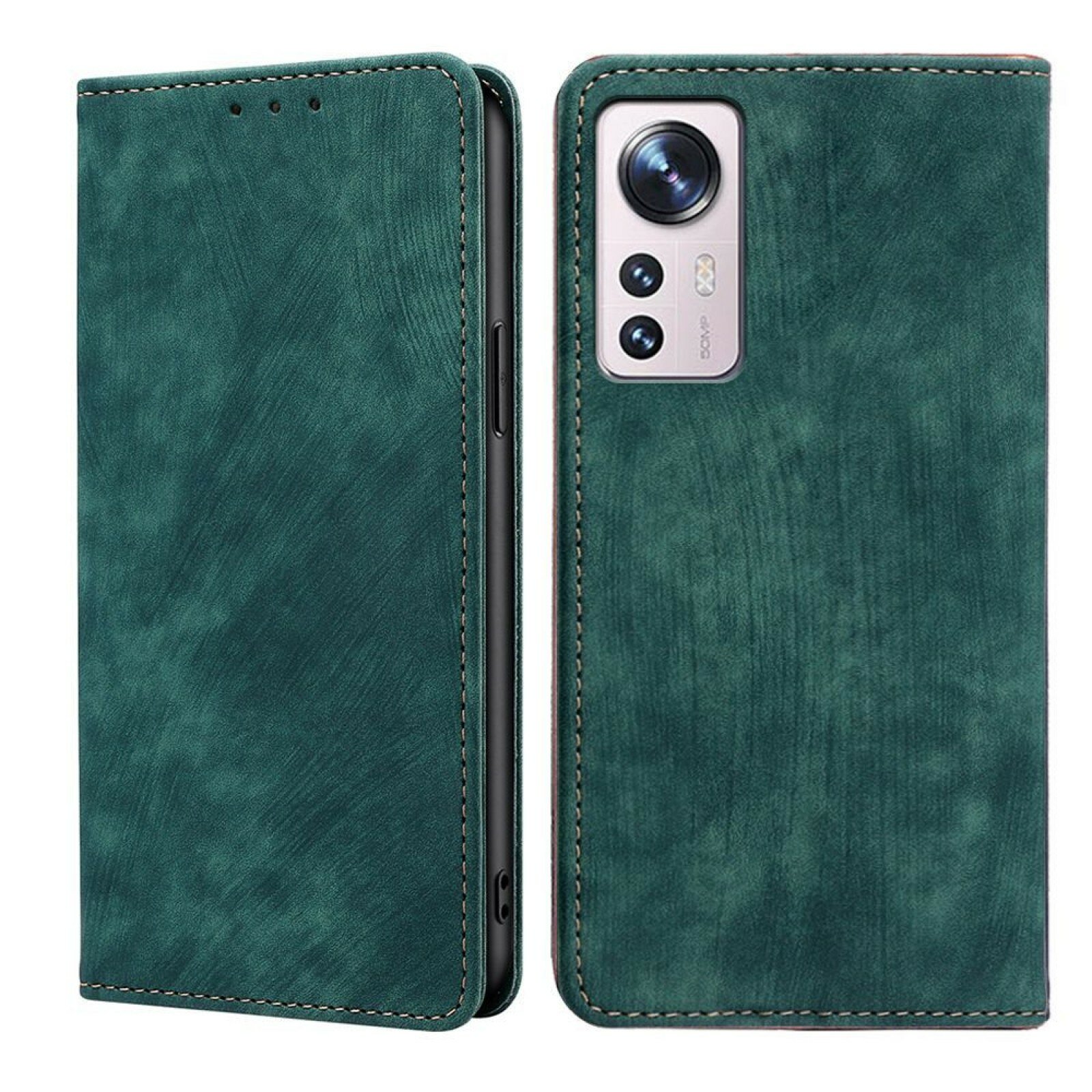 Чехол-книжка MyPads для Xiaomi 12 / 12s зеленый мягкое прикосновение