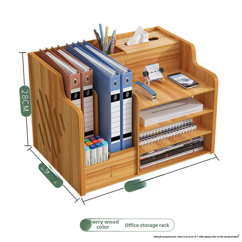 Ящик для хранения файлов Картотека A4 Стойка для файлов Настольная книжная полка Многоуровневая Многофункциональная Стойка для хранения и организации книг Стойка для хранения (Древесная текстура коричневый с дымом)