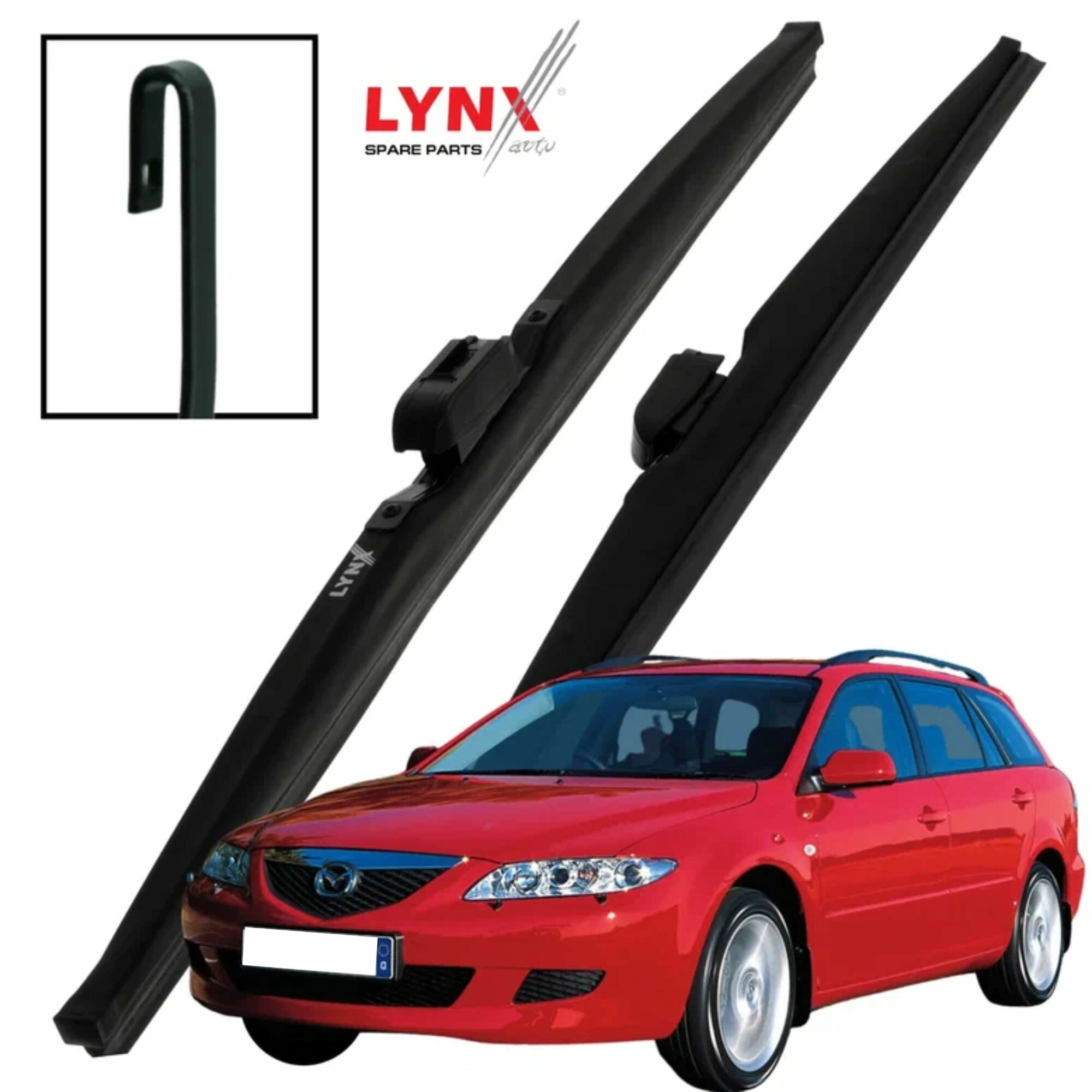 Дворники Mazda 6 (1) GG / Мазда 6 универсал 2002 2003 2004 2005 Щетки стеклоочистителя зимние LYNXauto 550мм-480мм к-т 2шт.